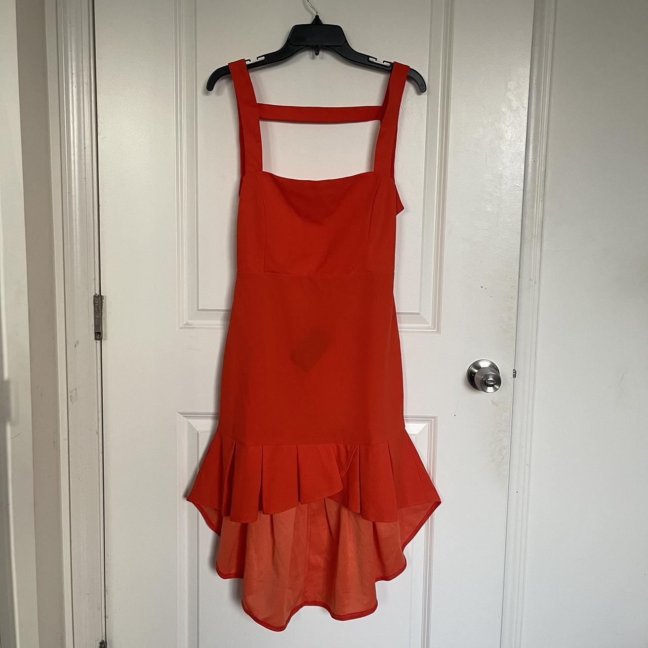 orange backless dress perfect for a summer... - Depop