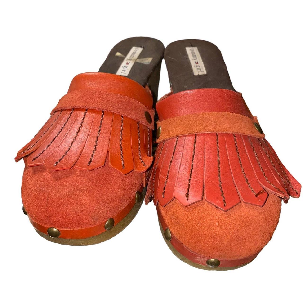 Tommy Hilfiger Women's Orange Clogs | Depop