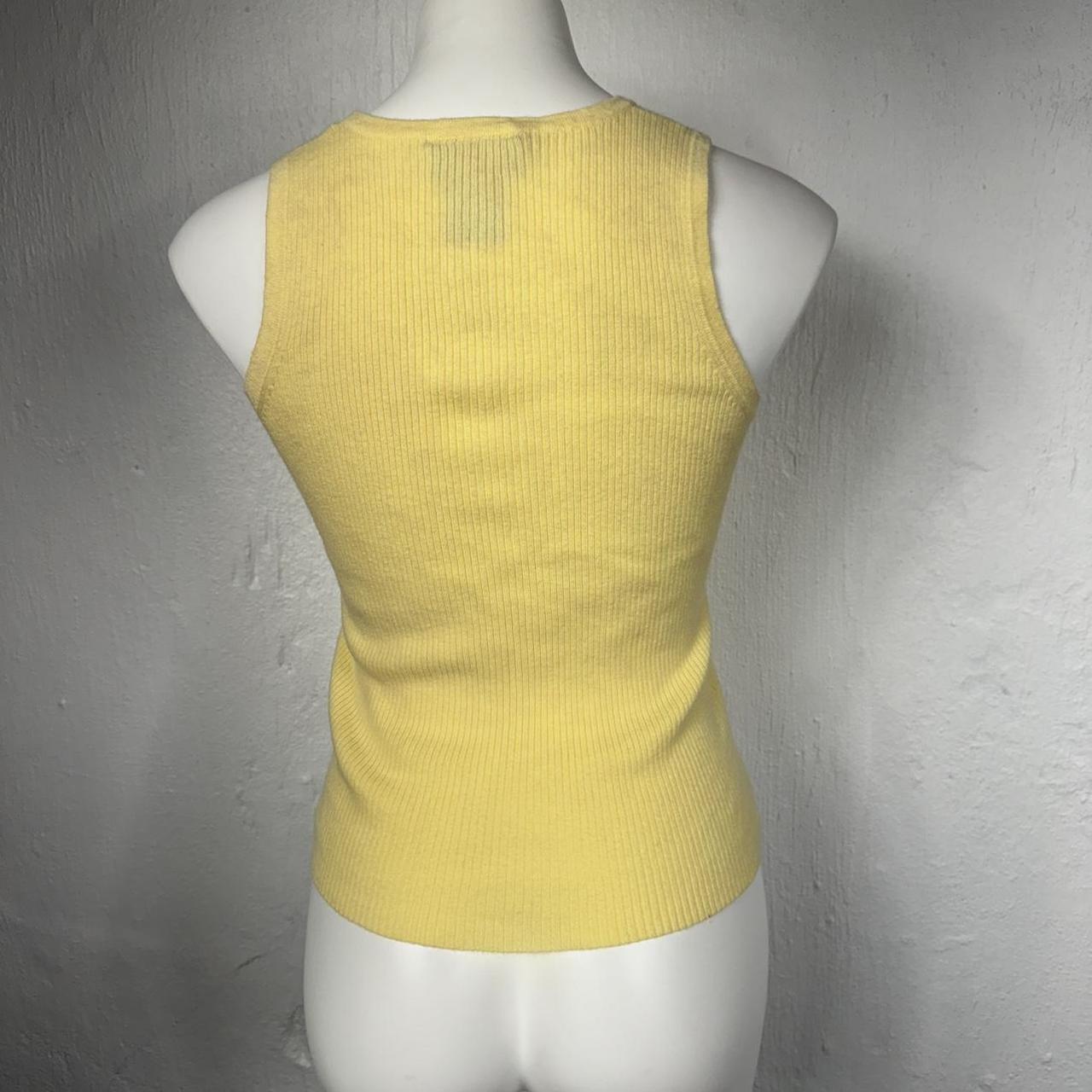Y2K/90’s yellow rib knit tie up tank top Size... - Depop