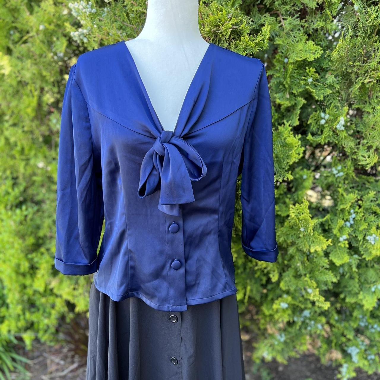 Collectif Women's Navy Blouse | Depop