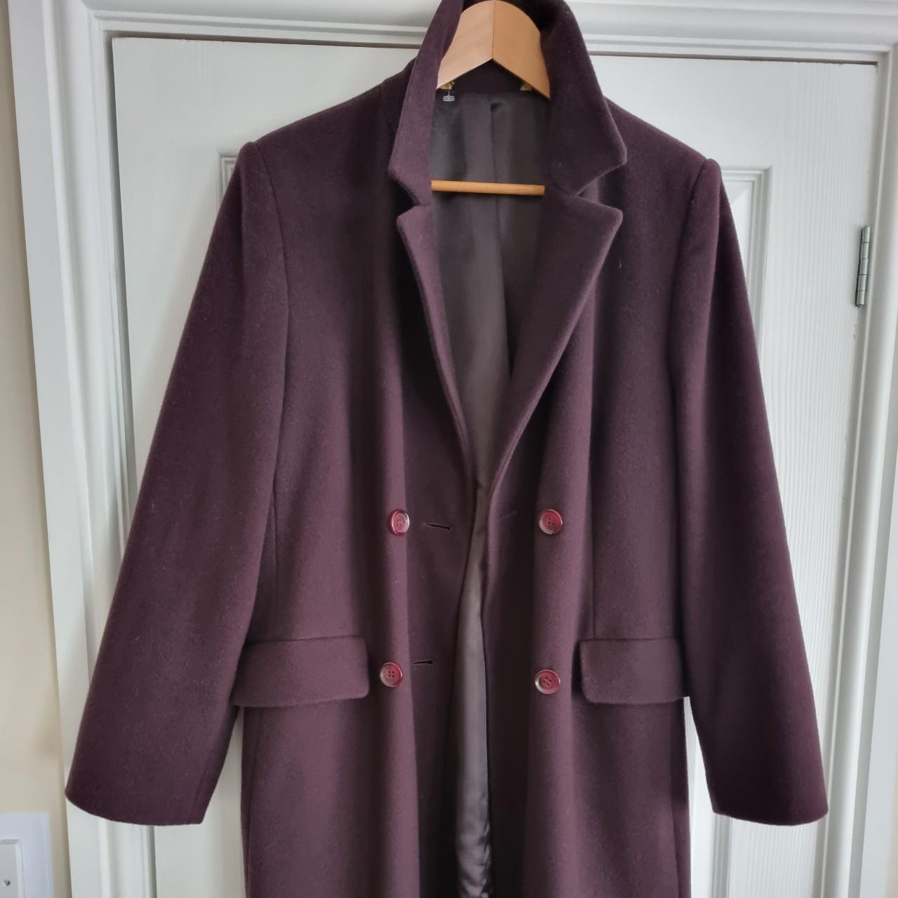 Vintage long wool coat Burgundy XL 14 16 18 - Depop