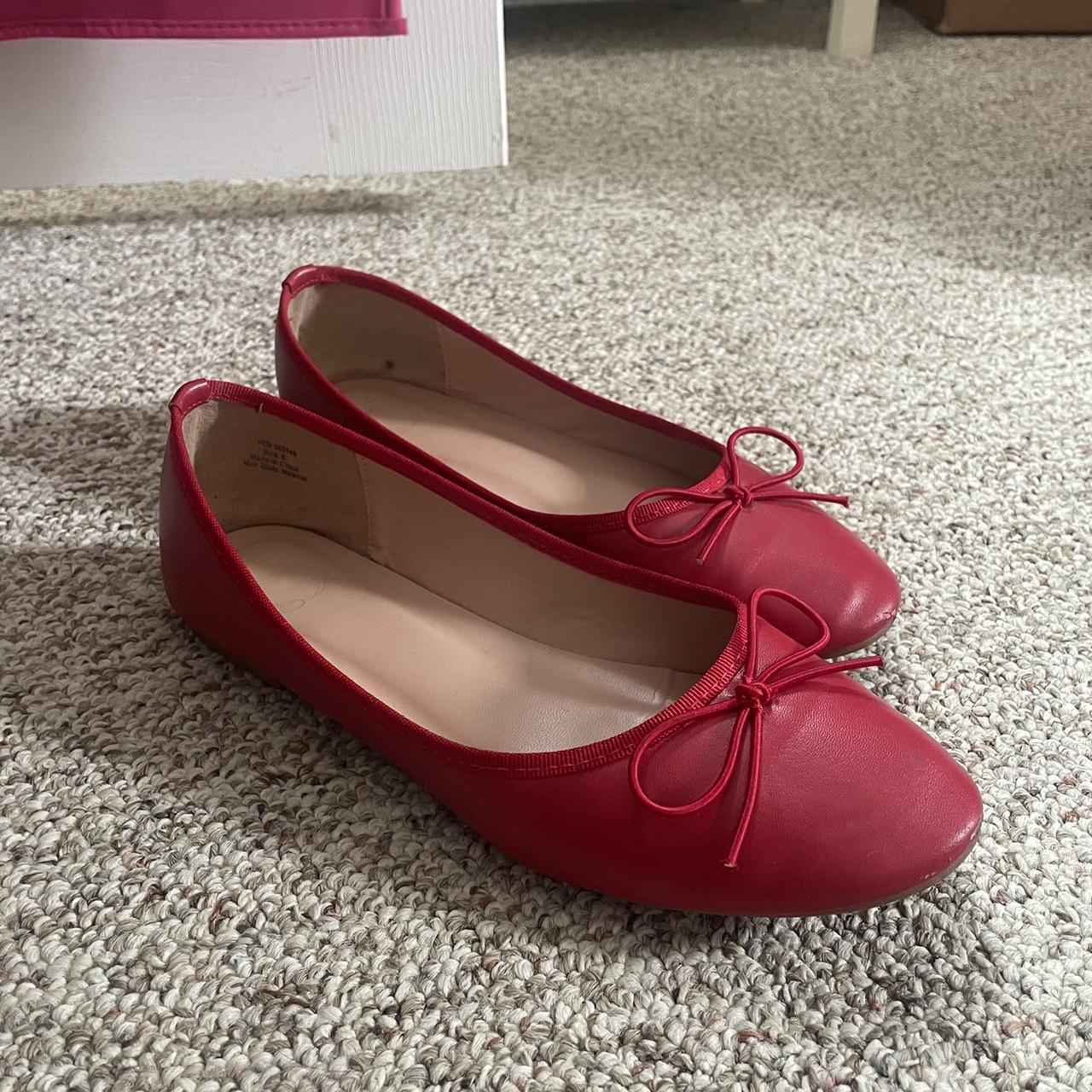 super cute red bow ballet flats perfect for all year... - Depop