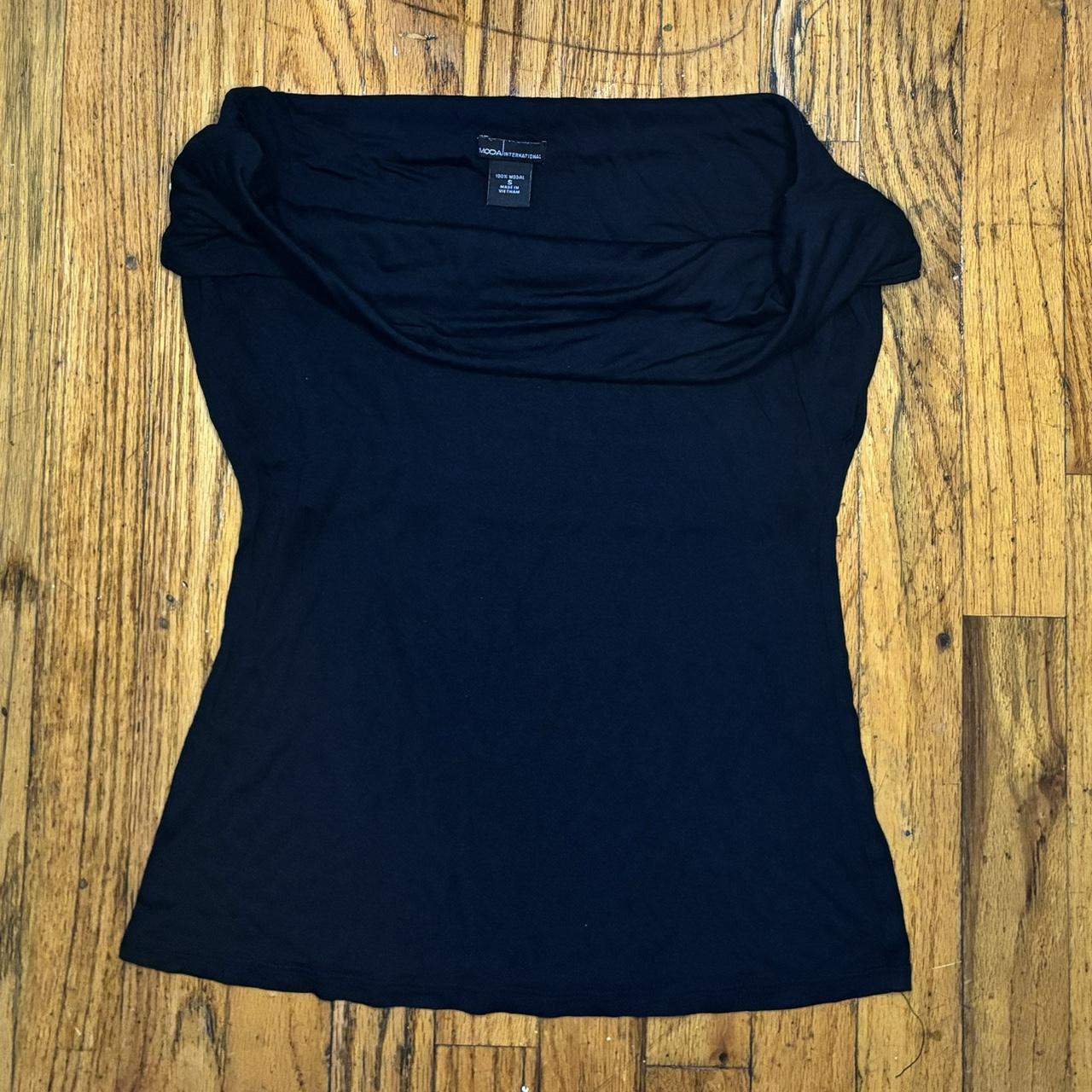 🫂 black off the shoulder vintage soft thick fold... - Depop