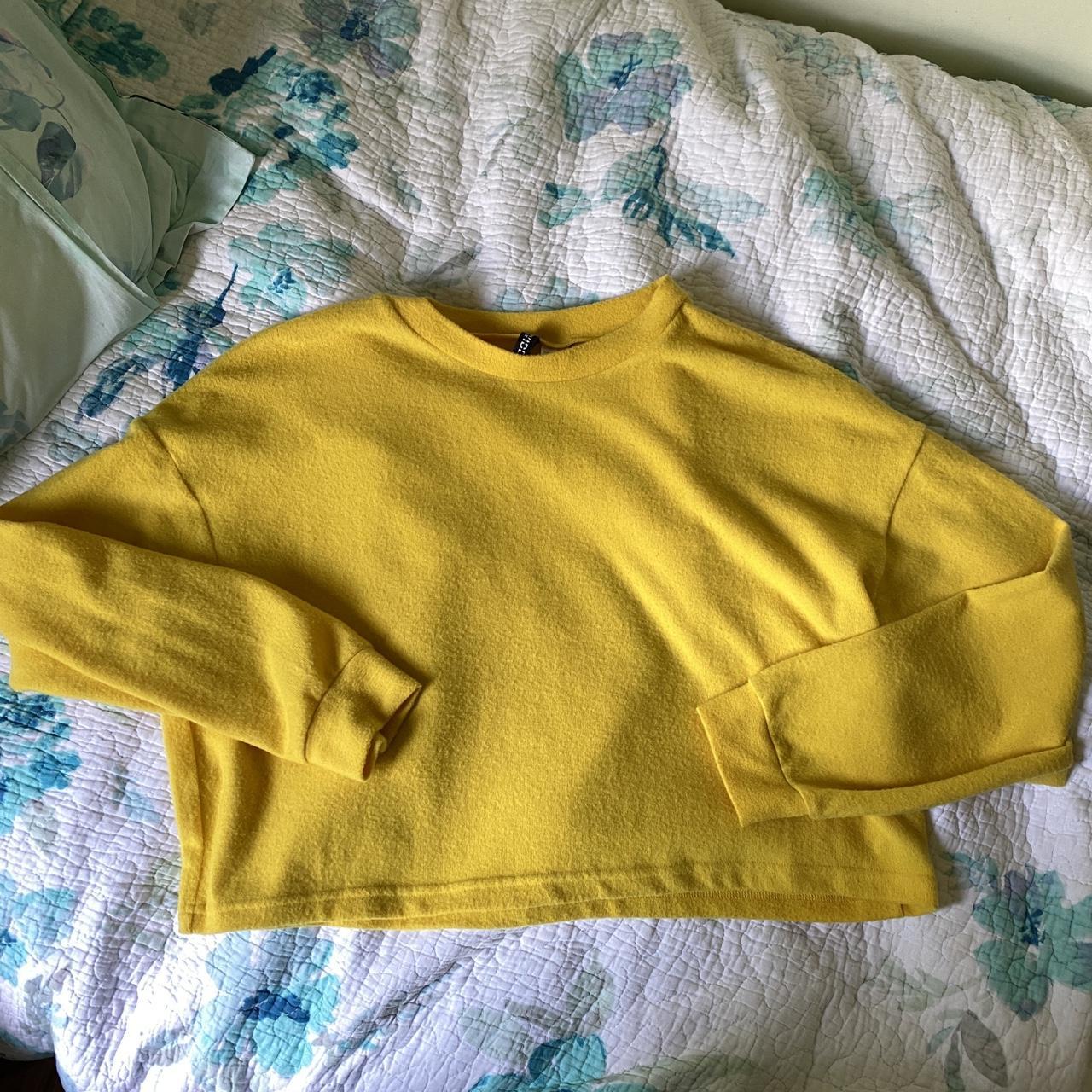A super cute yellow crop jumper Womens long sleeve... - Depop