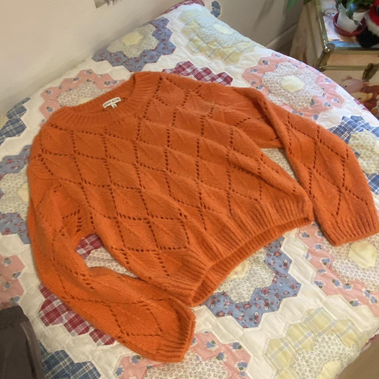 Orange cropped knit sweater By the brand moon... - Depop