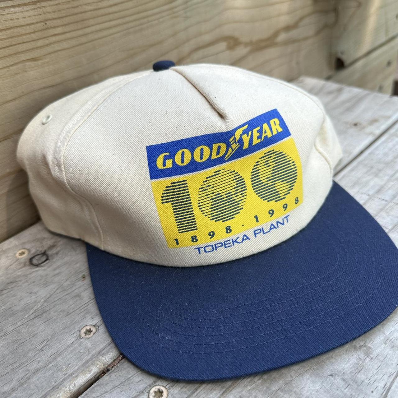 Goodyear 100th anniversary snapback hat in white and... - Depop