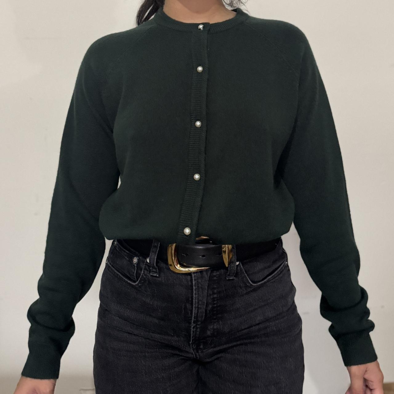 vintage green button cardigan Brand: Sag... - Depop