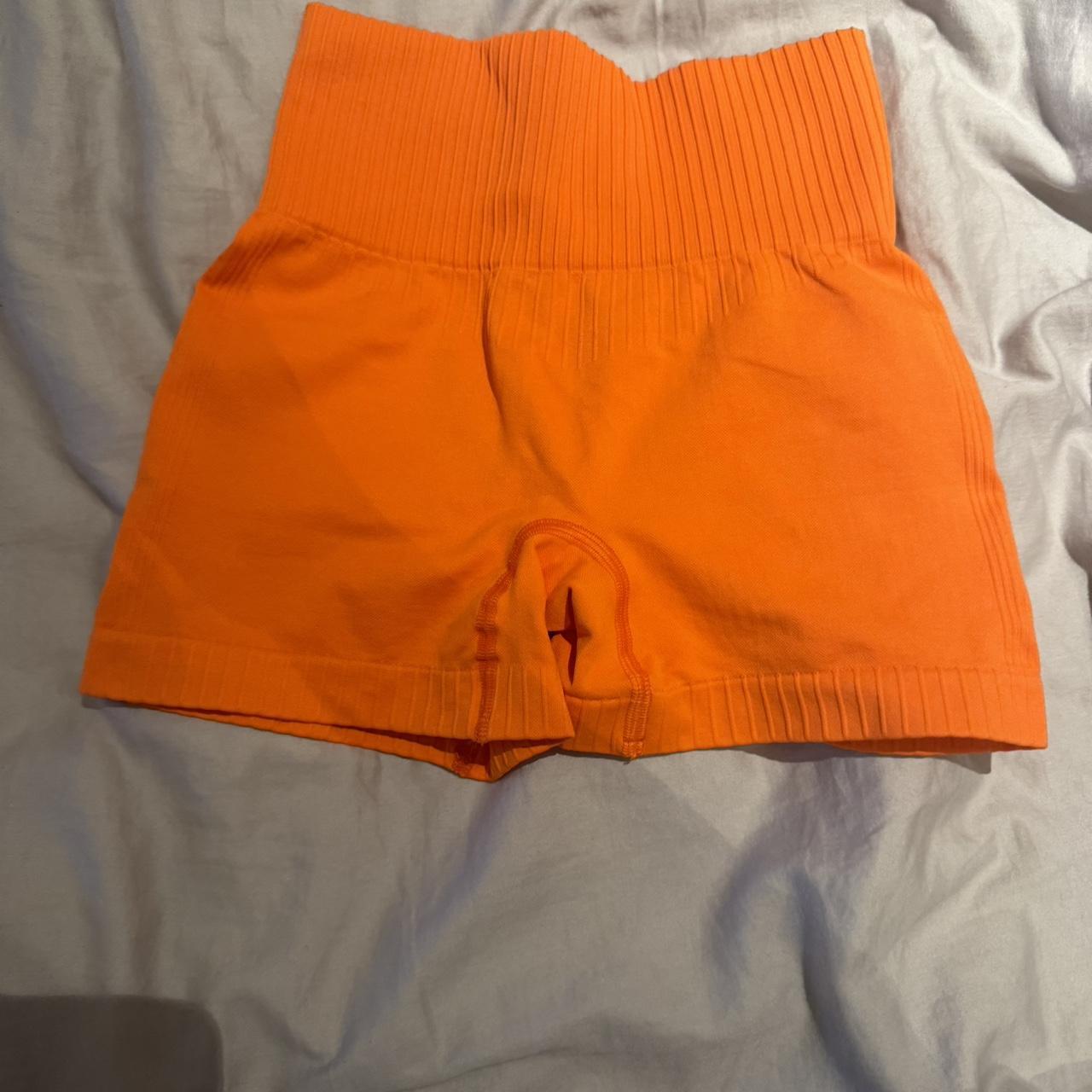 Orange Ribbed Bo And Tee Bike Shorts Size Xxs Depop