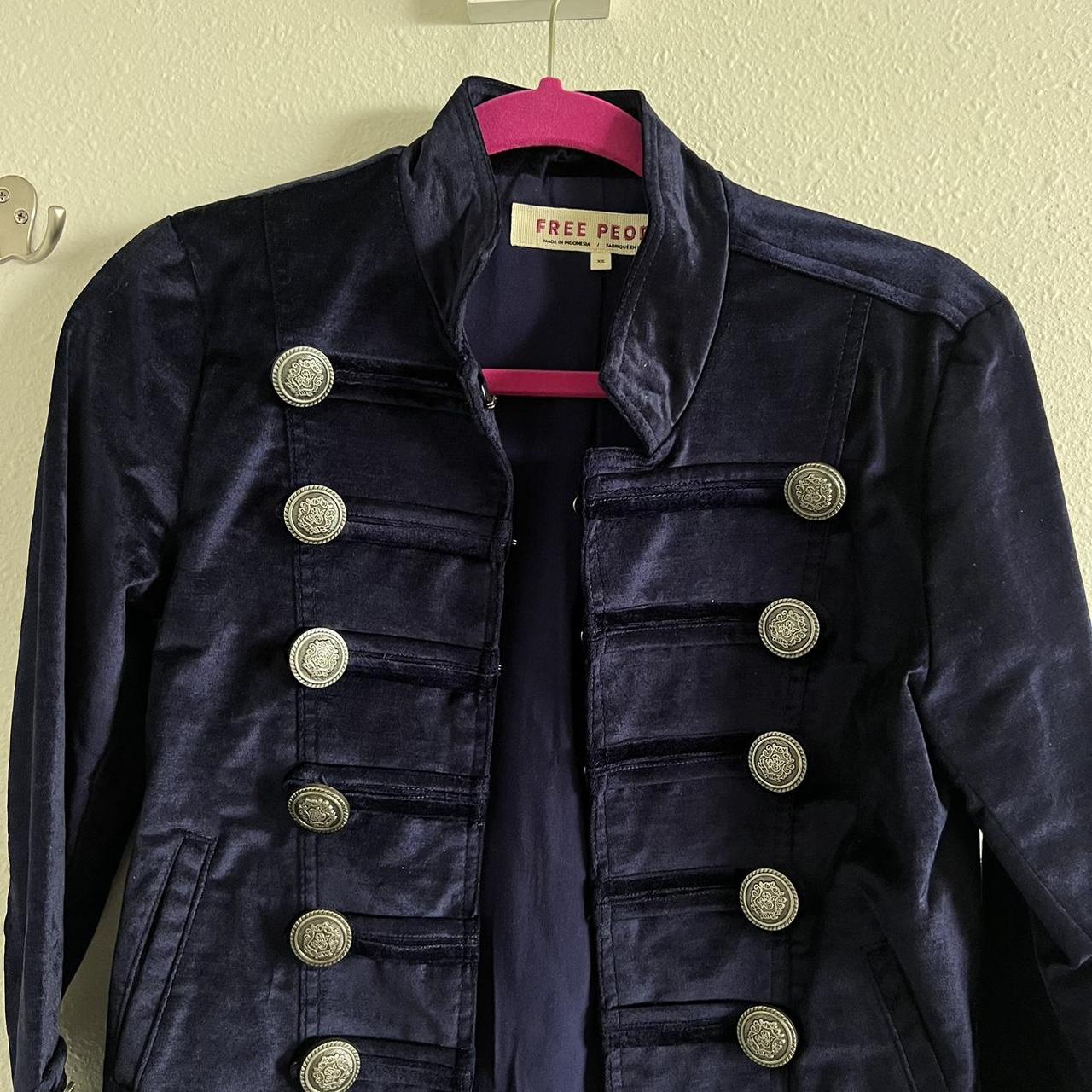 Velvet Military Jacket Free People XS SIZE XS Color... - Depop