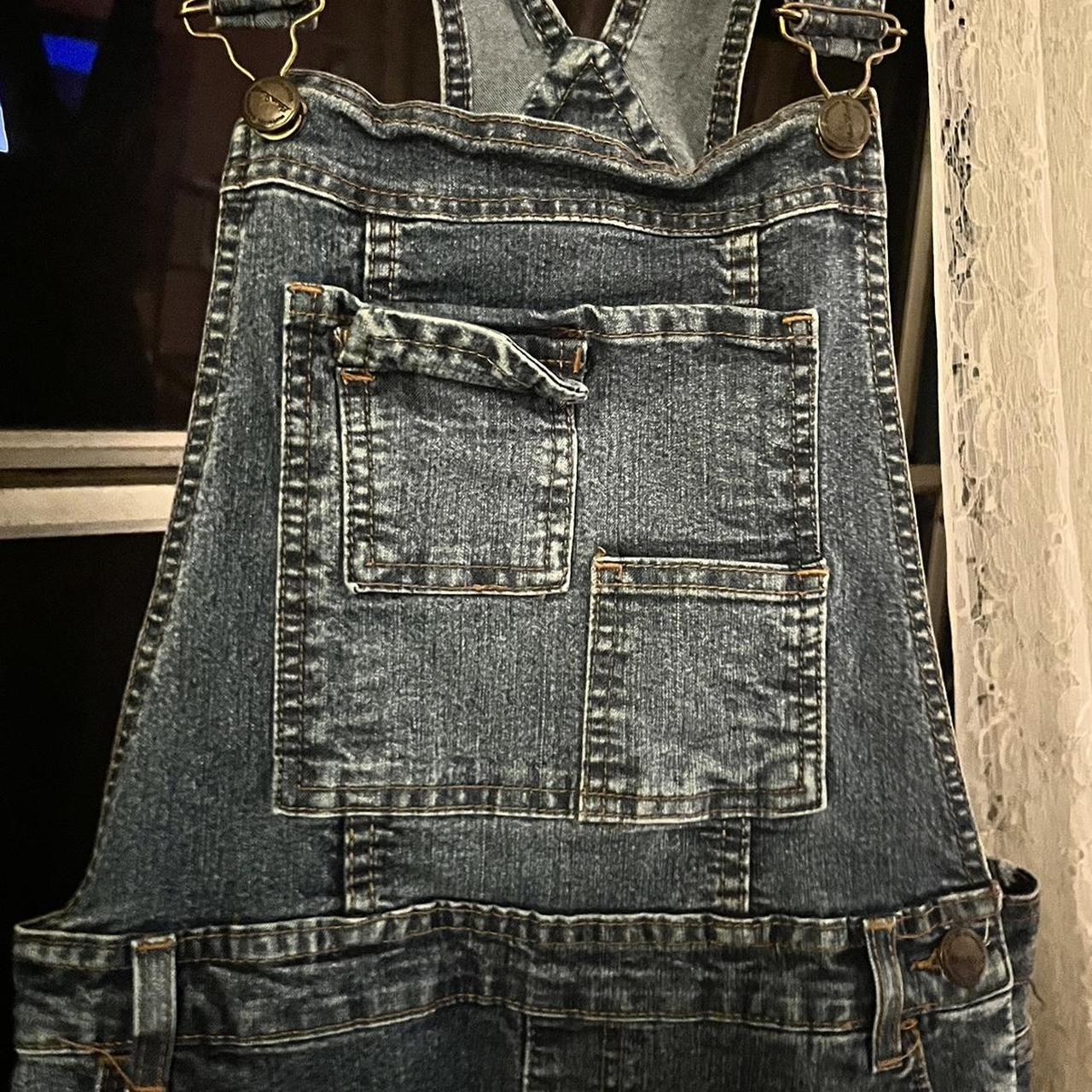 Petite cut off blue denim overalls !No tag No brand... - Depop