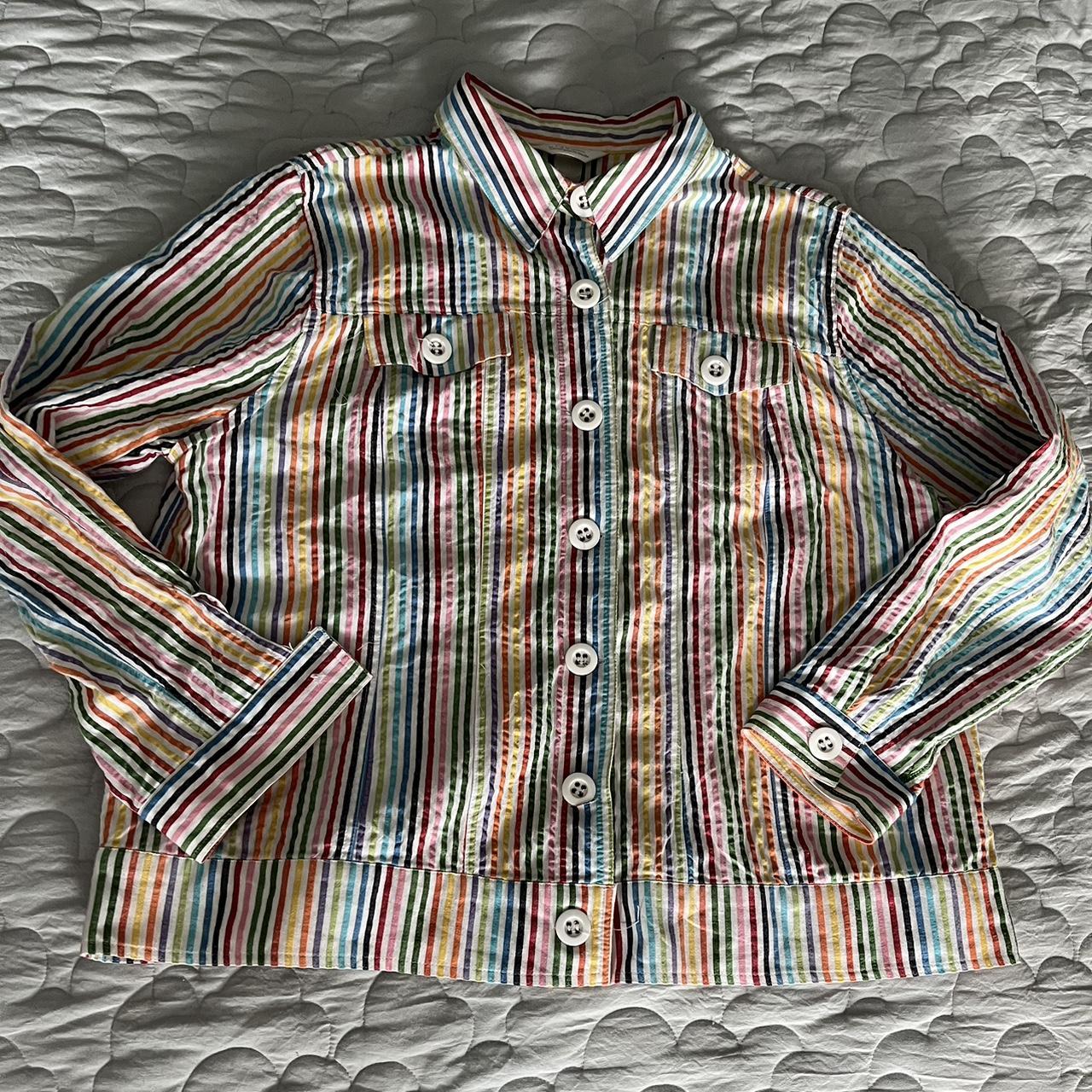 Rainbow striped jacket perfect for spring or fall!... - Depop