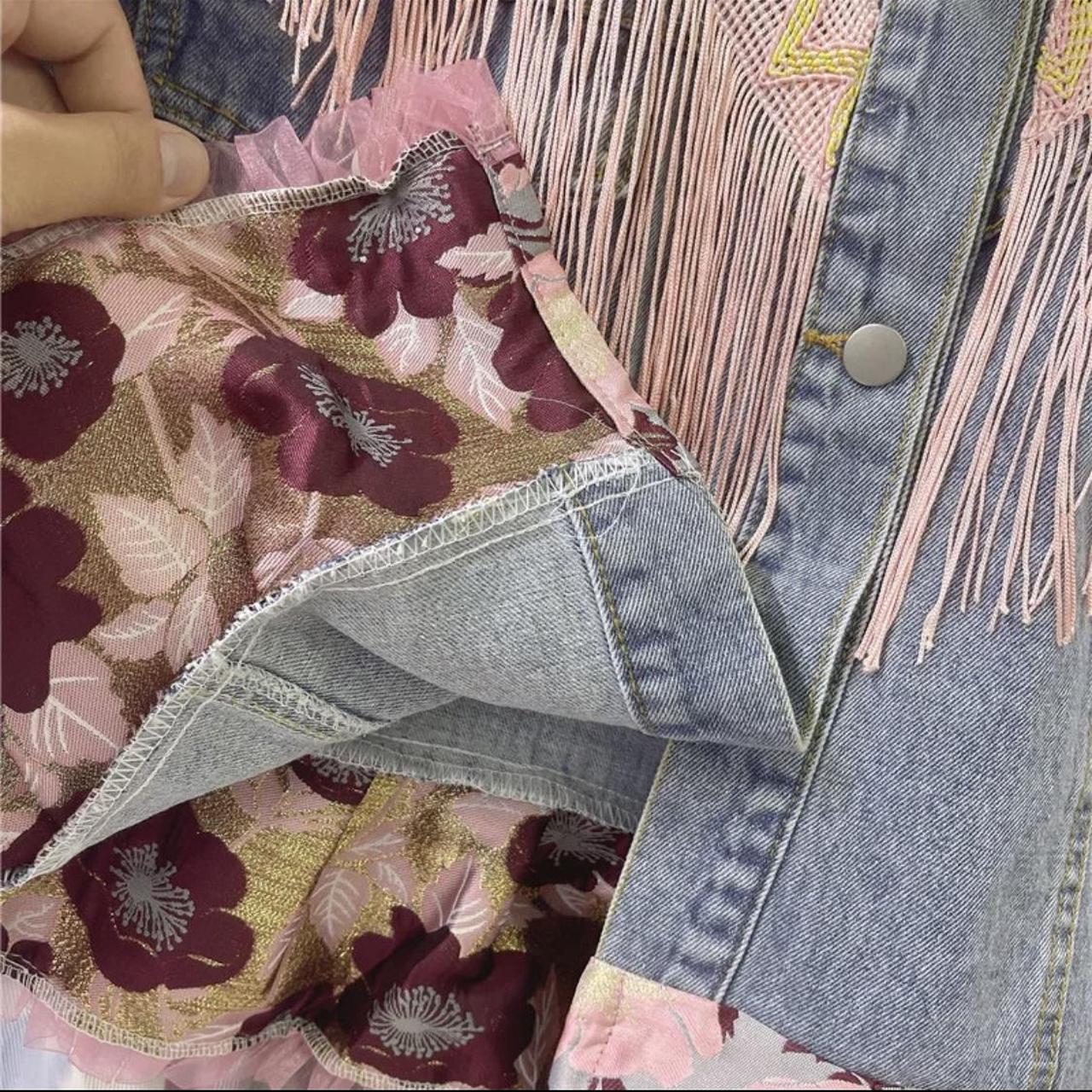 Embroidery Tassel Denim Jacket Women Spring Fashion... - Depop