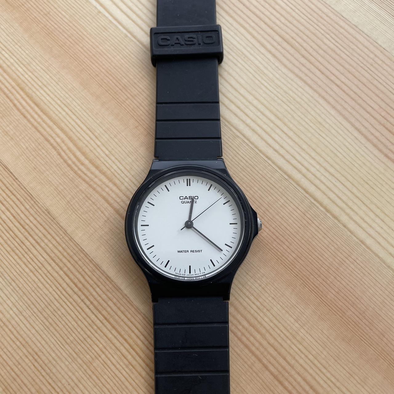 Casio Men's Black and White Watch | Depop