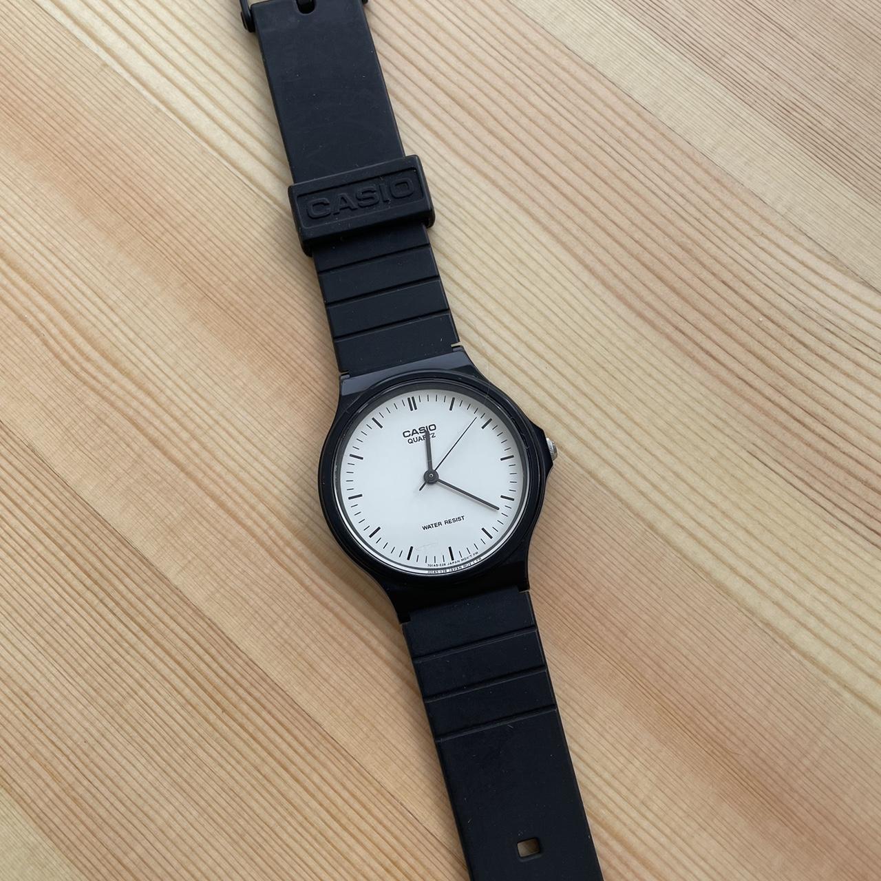 Casio Men's Black and White Watch | Depop