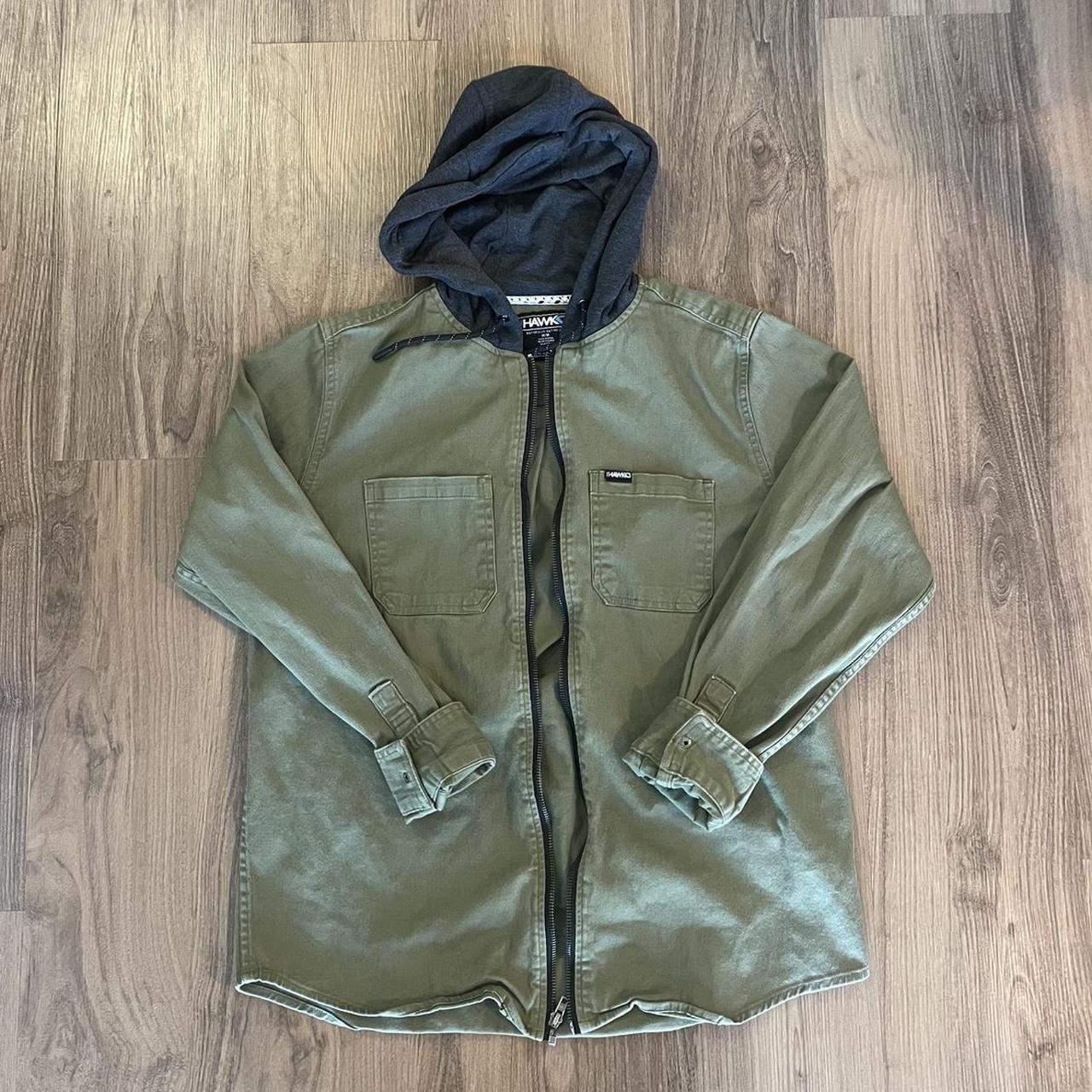 Khaki Green Tony Hawk jacket with dark gray soft... | Depop
