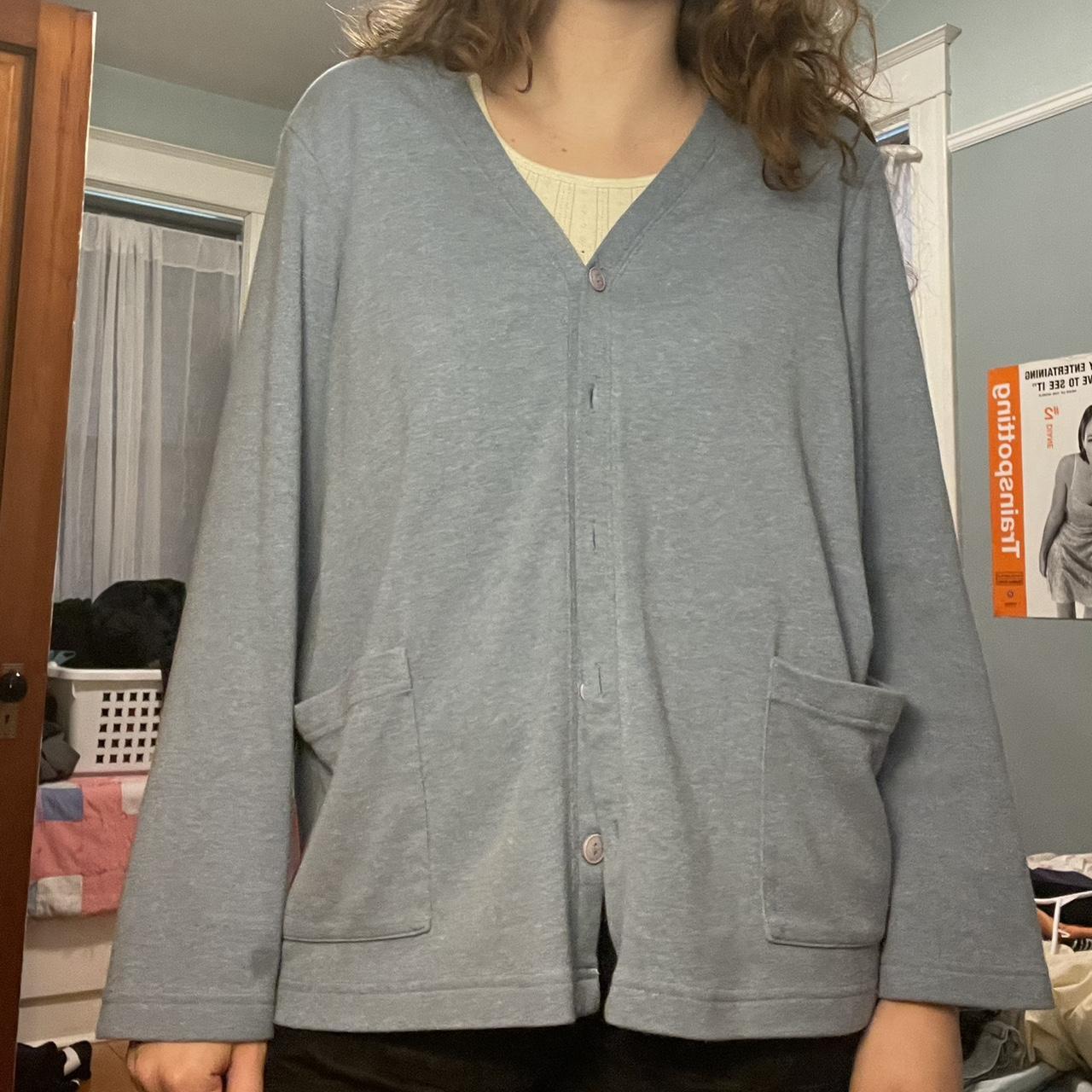 Cutie light blue button up cardigan. Fits up to L. - Depop