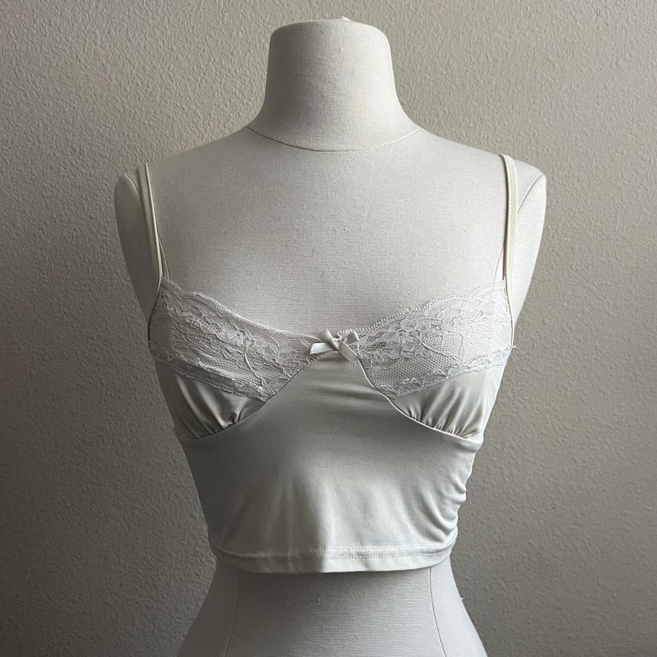 Pastel Yellow Cropped Laced Trim Tank Top | Size:... - Depop