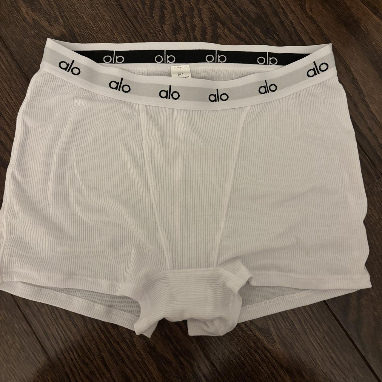 Alo ‘Icon Ribbed Boyshort Underwear’ boxer shorts in... - Depop