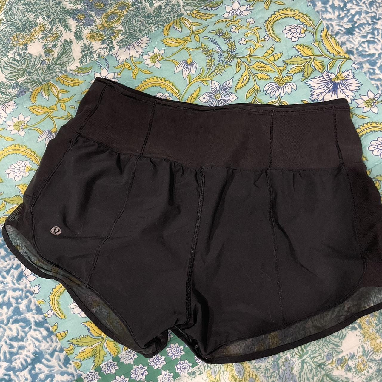 Black Lululemon shorts with mesh!!!! So cute size 4 - Depop