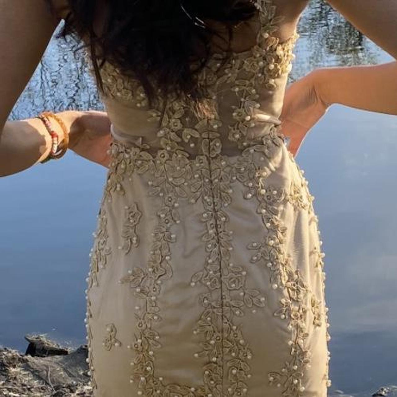 CUSTOM MADE CHAMPAGNE COLOR PROM DRESS MERMAID STYLE... - Depop