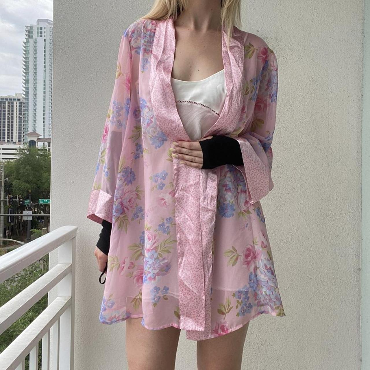 Sheer Floral Robe🍓 Details: Baby pink lightweight... - Depop