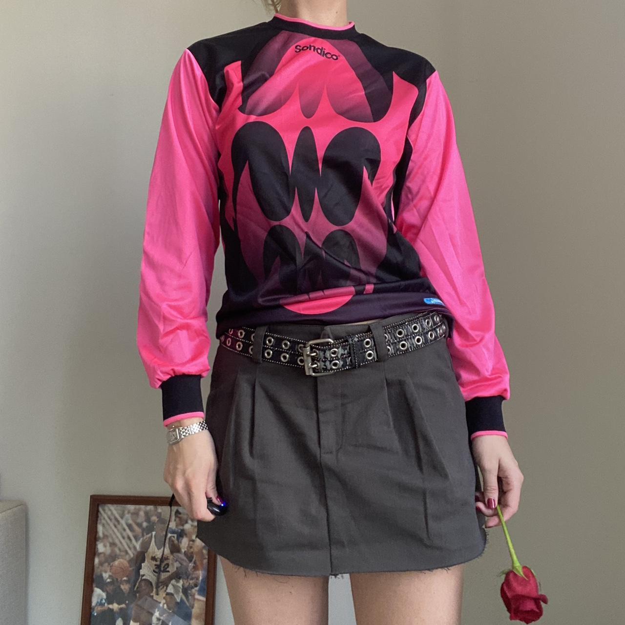Hot pink biker jersey Details: Lightweight racer... - Depop