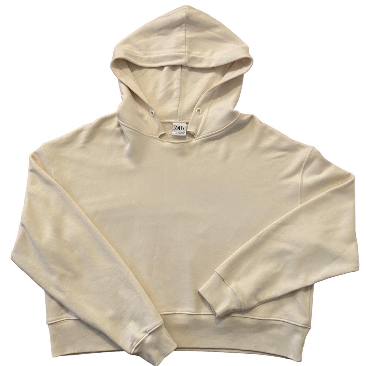 CROPPED BOXY CREAM HOODIE Only worn a couple... - Depop
