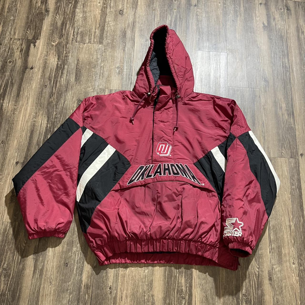 Vintage 90s Starter Oklahoma Sooners Pull Over... - Depop