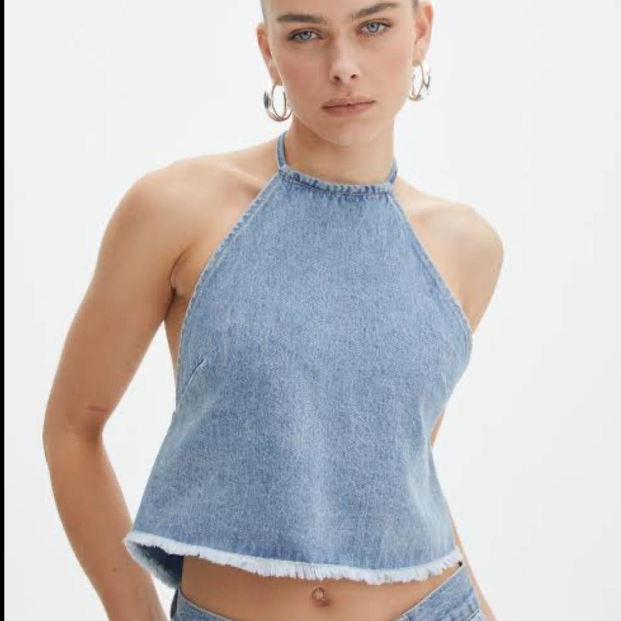Glassons denim tie halter 💙 Crazy cute, worn once.... - Depop