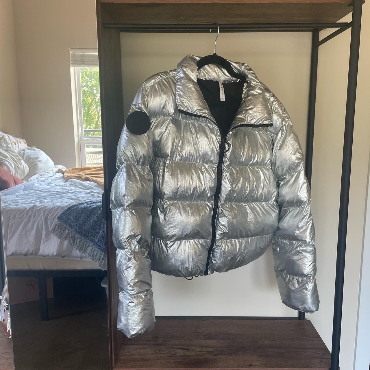 Puffer Jacket - Silver I got this big to layer up! - Depop