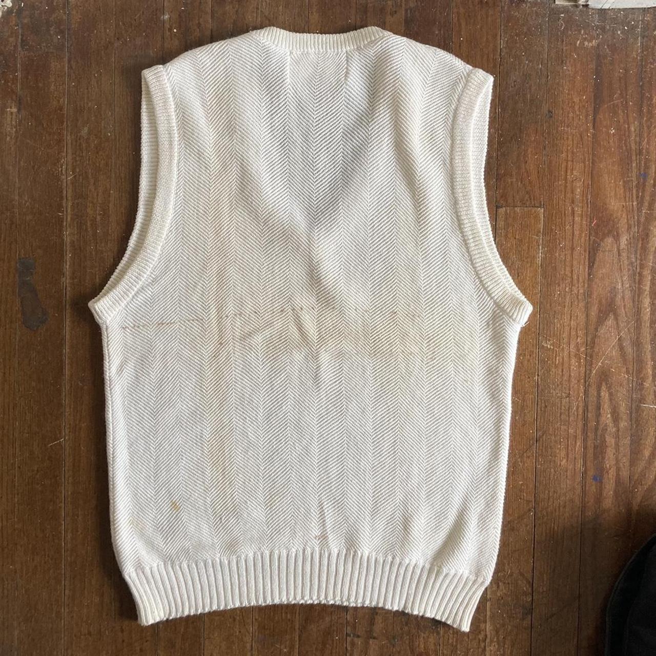 Vintage White Knitted Vest Signs of wear shown No... - Depop