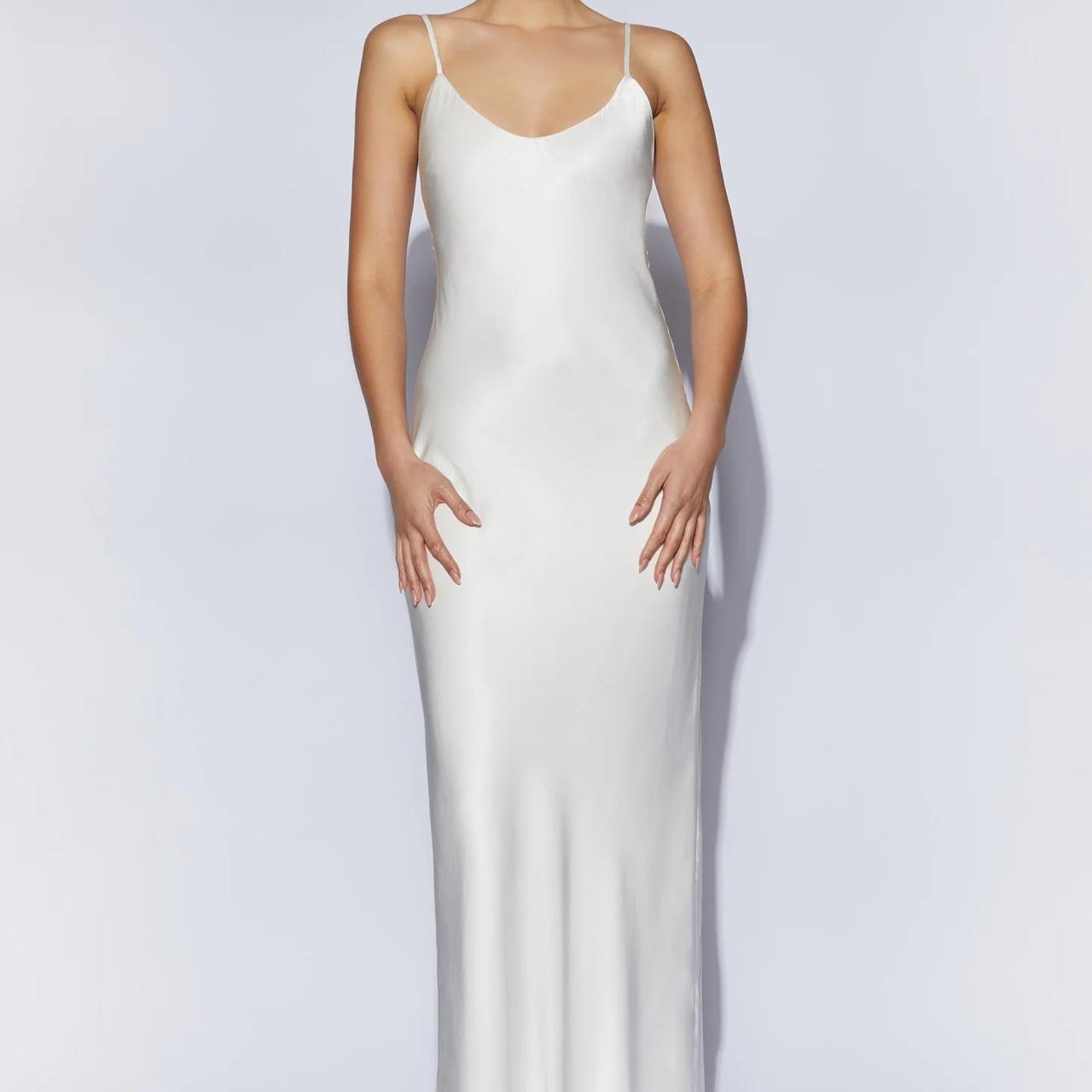 Kayali white silk maxi dress with bow detail, ideal... | Depop