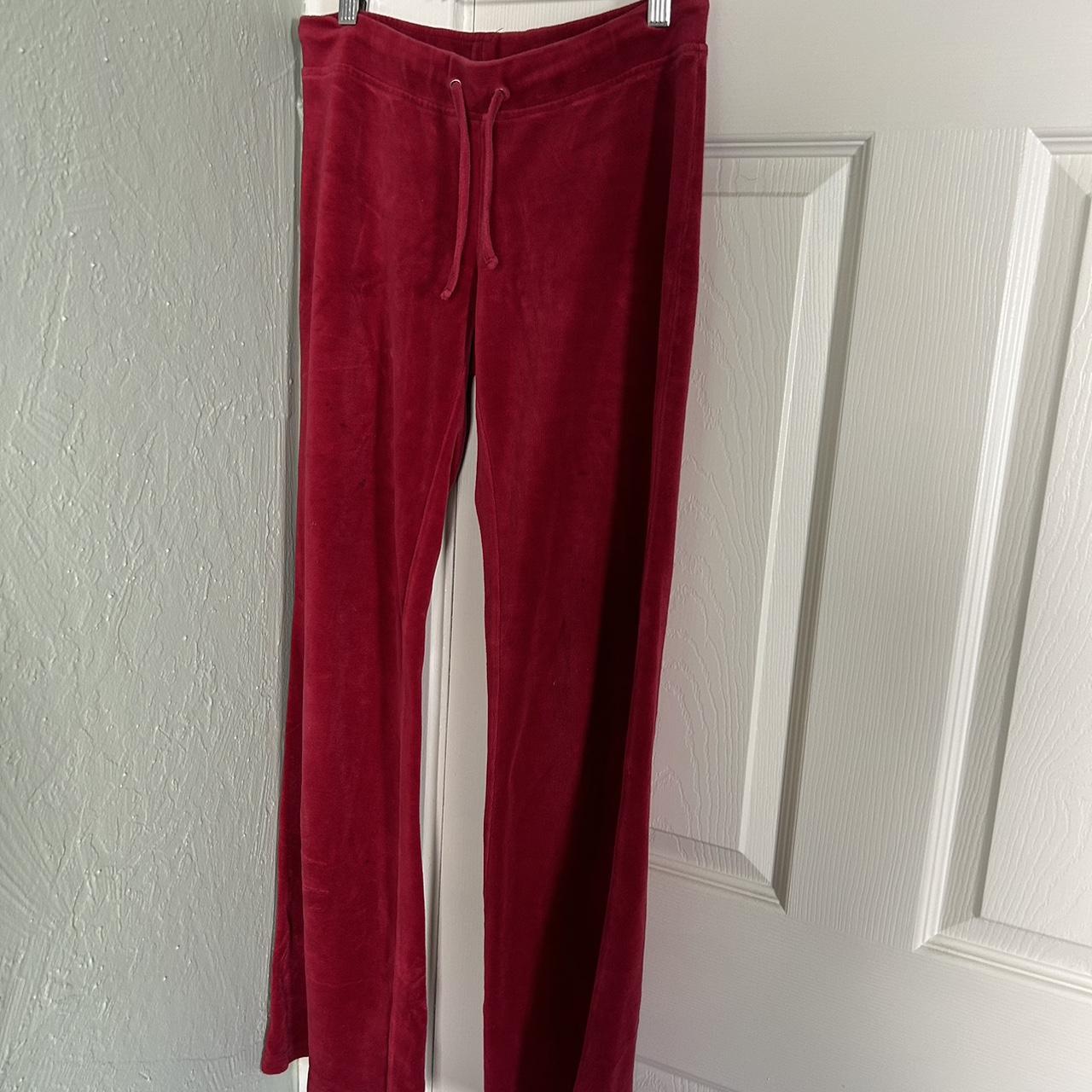 Red velvet velour pants - super cute and flattering - Depop