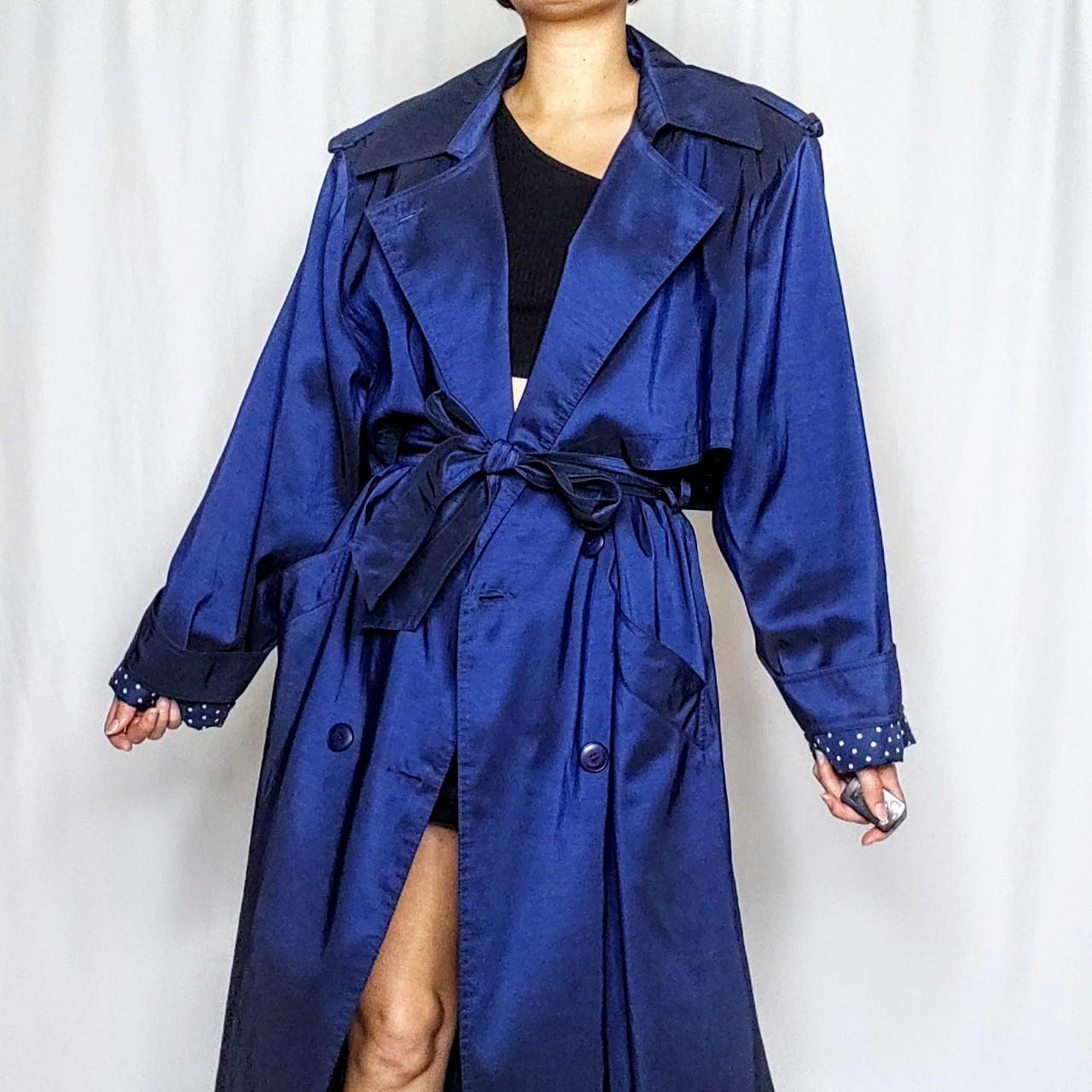 Vintage metallic trench coat 90s era long belted... - Depop