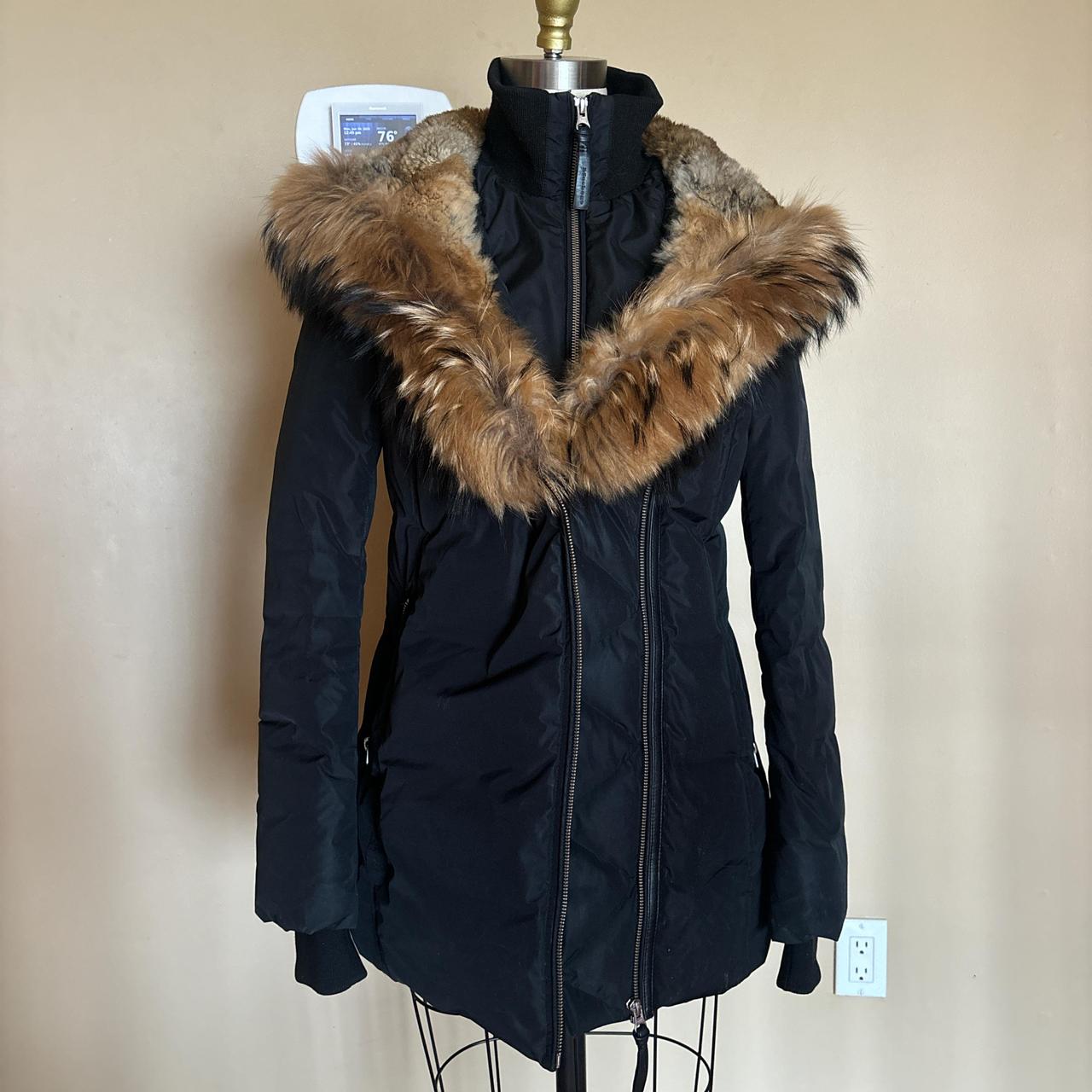 black mackage coat with real fur trim - Depop