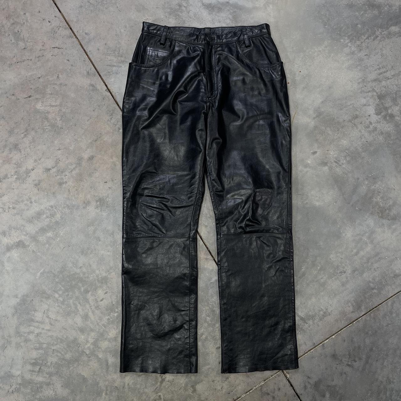 Vintage Wilsons Black Leather Pants Vintage... - Depop