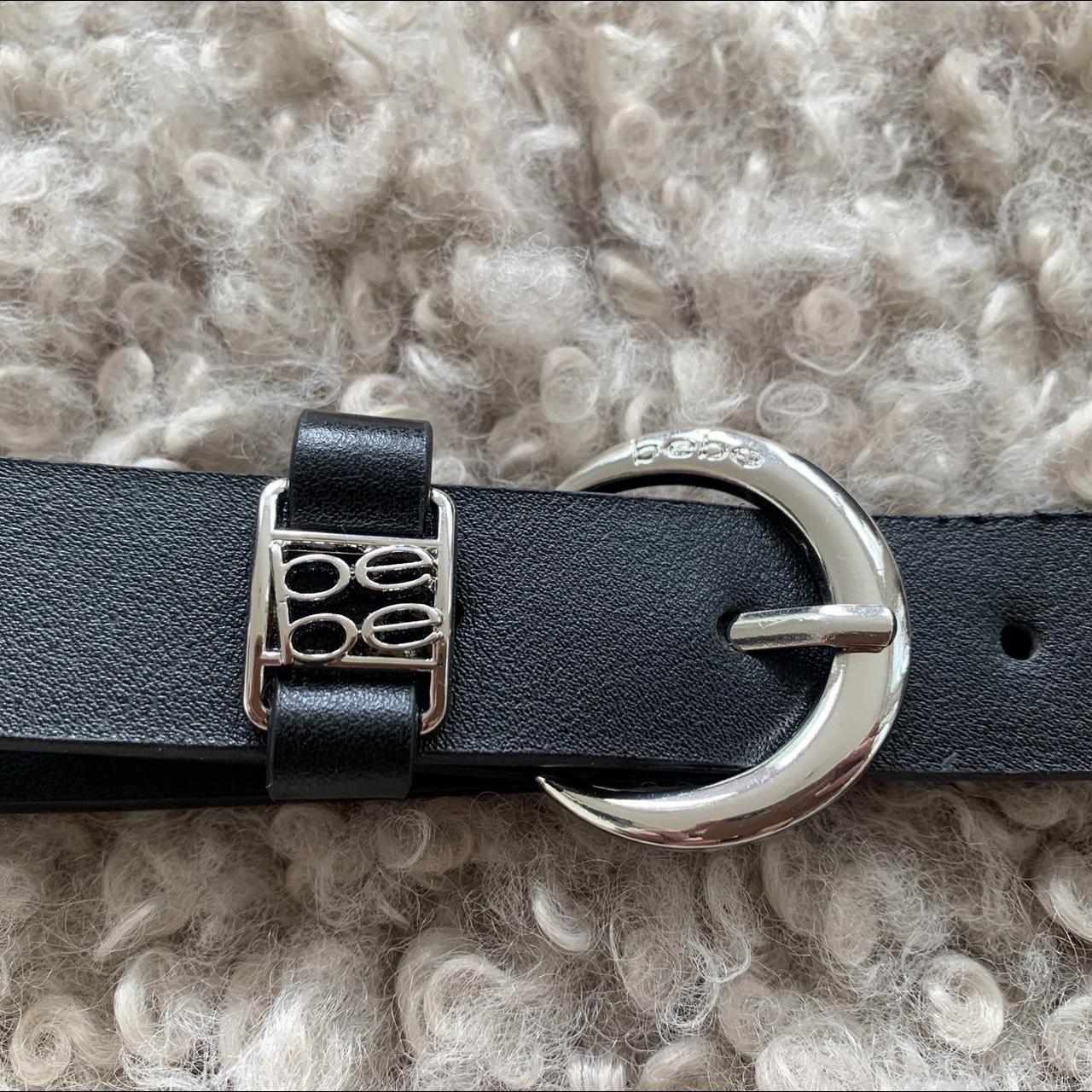Vintage Y2K Bebe black leather and silver hardware... - Depop