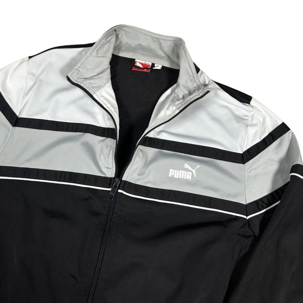 Black and White Puma Track Jacket in Good... - Depop