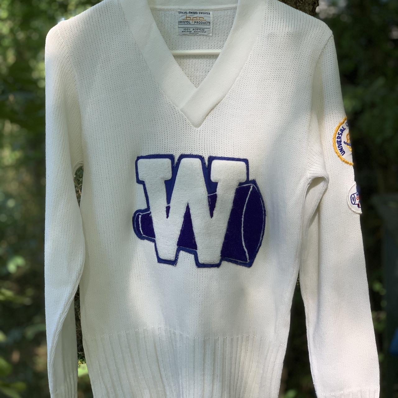 1970s cheerleading varsity sweater with the craziest... - Depop