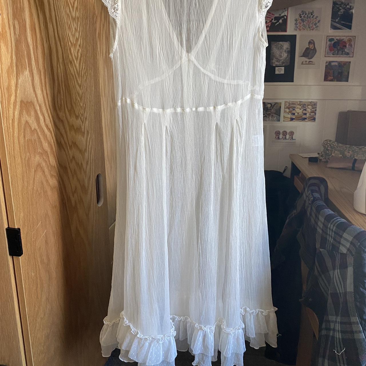 Vintage Traffic People sheer white silk midi... - Depop