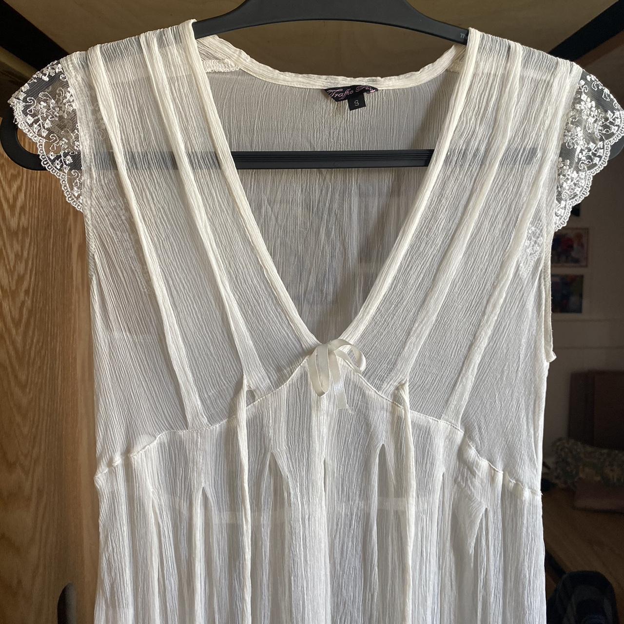 Vintage Traffic People sheer white silk midi... - Depop