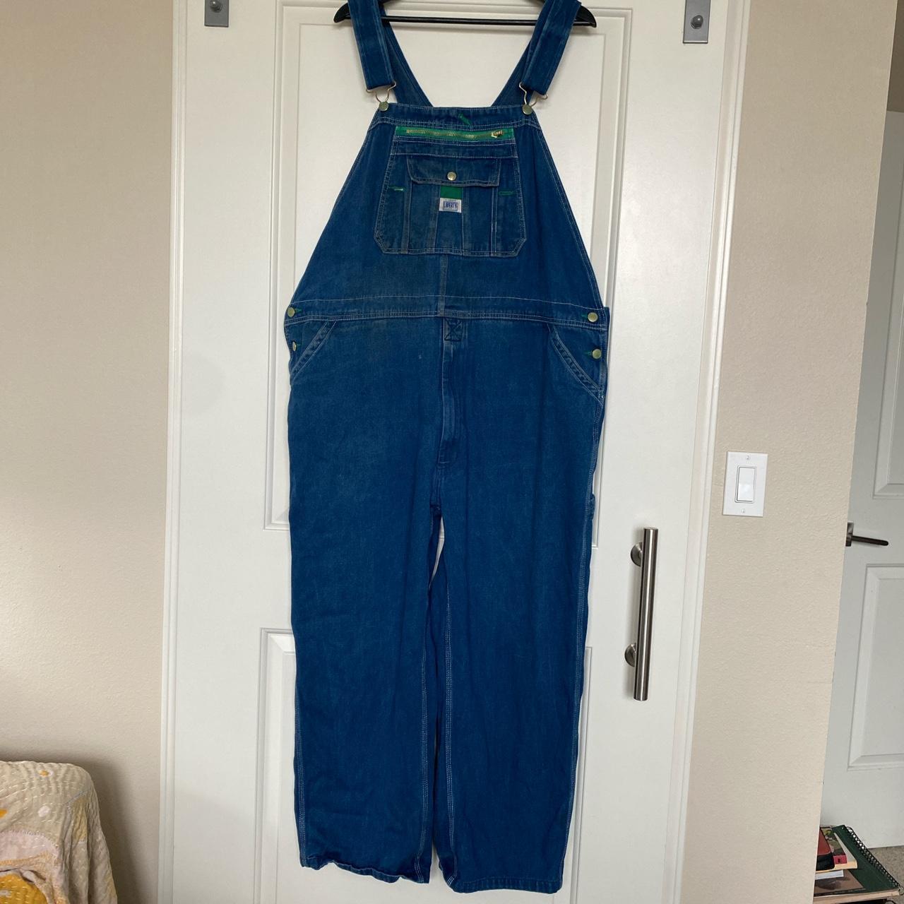 Liberty denim bib overalls Has zippered pockets in... - Depop