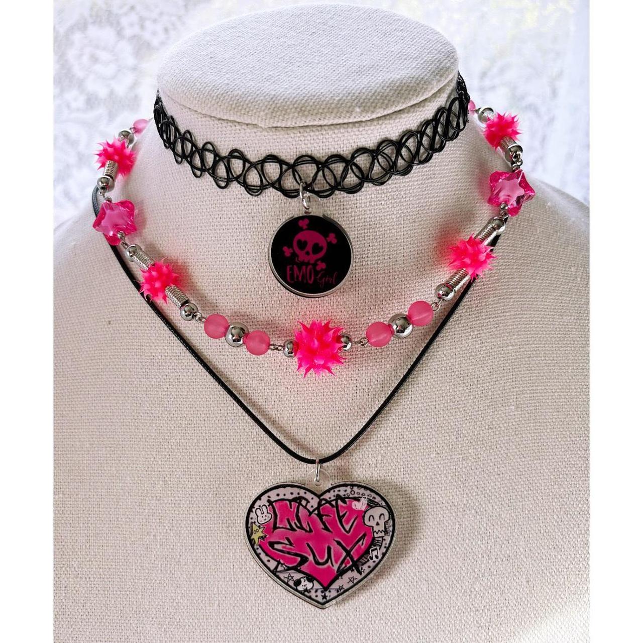 “Life Sux” emo / scene necklace or keychain Lmk... - Depop