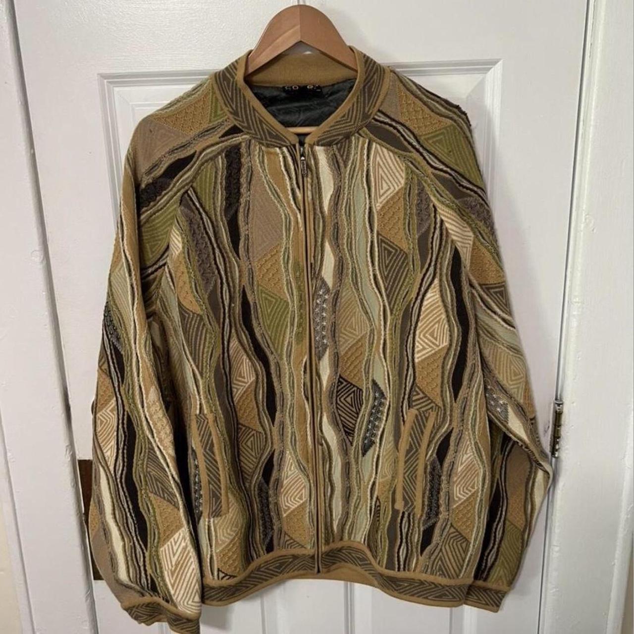 Authentic coogi sweater zip up jacket Size large,... - Depop