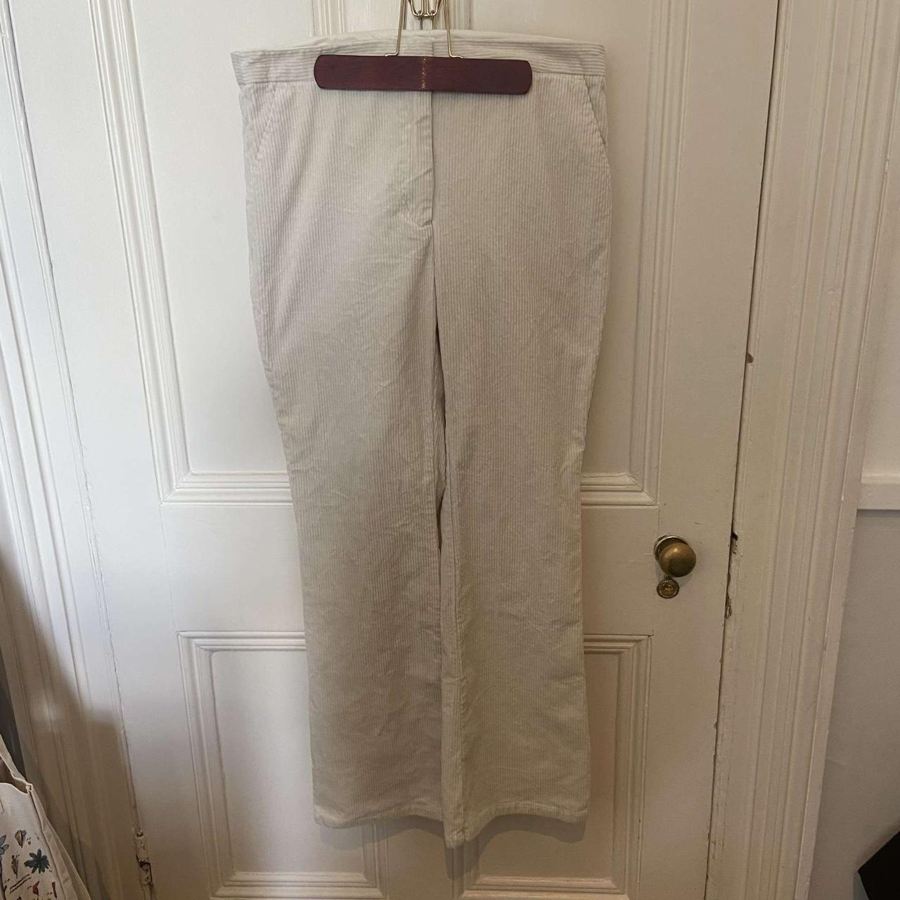 H&M flared corduroy cream trousers, brand new. Size... - Depop