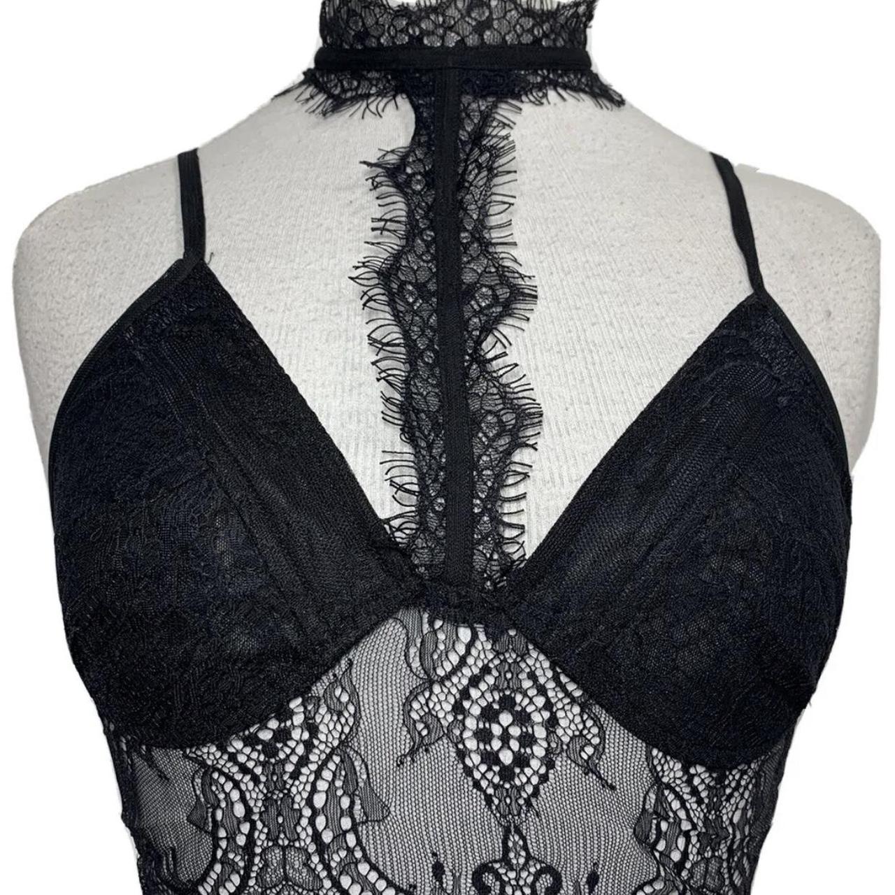 Missguided Lace Harness Bralet Top Black Cropped... - Depop