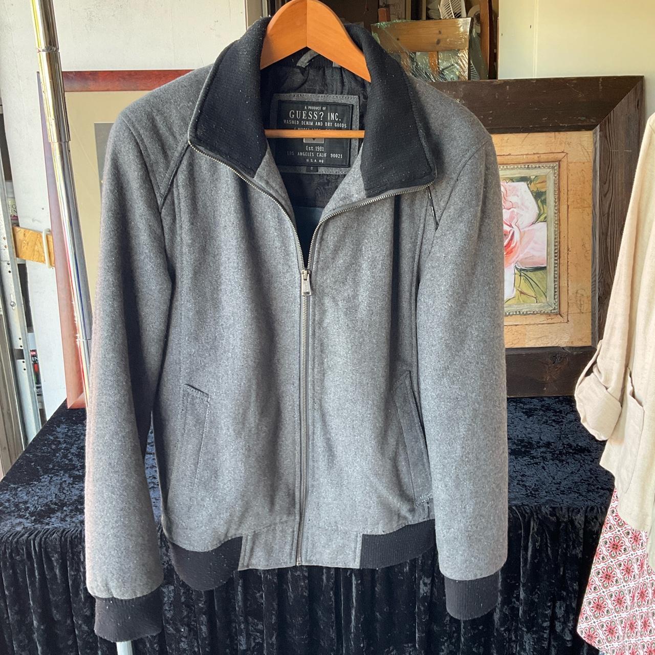 Vintage Grey & Black Guess Jacket Men’s Size Small - Depop