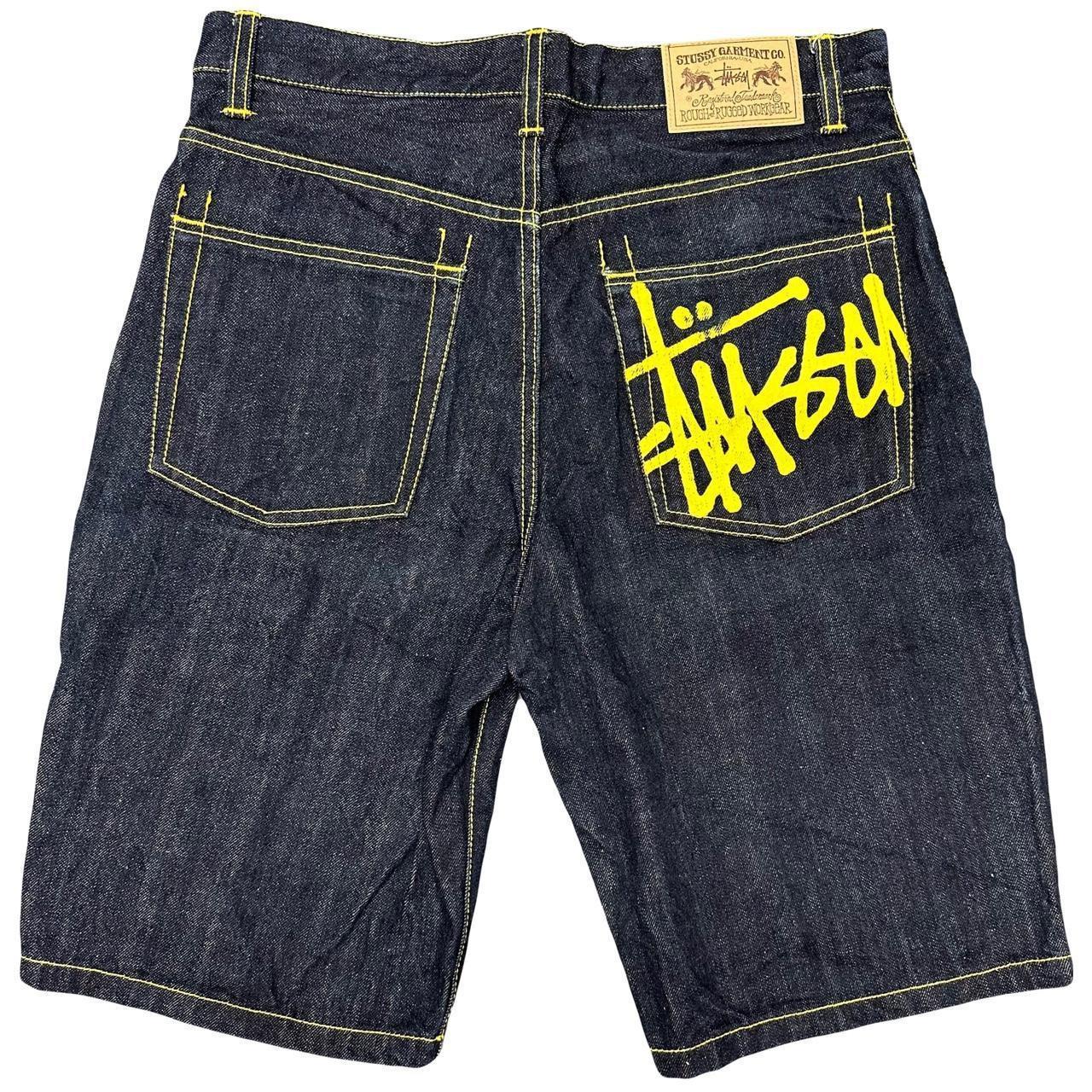 Authentic Stüssy Jorts With Yellow Print - Waist... - Depop