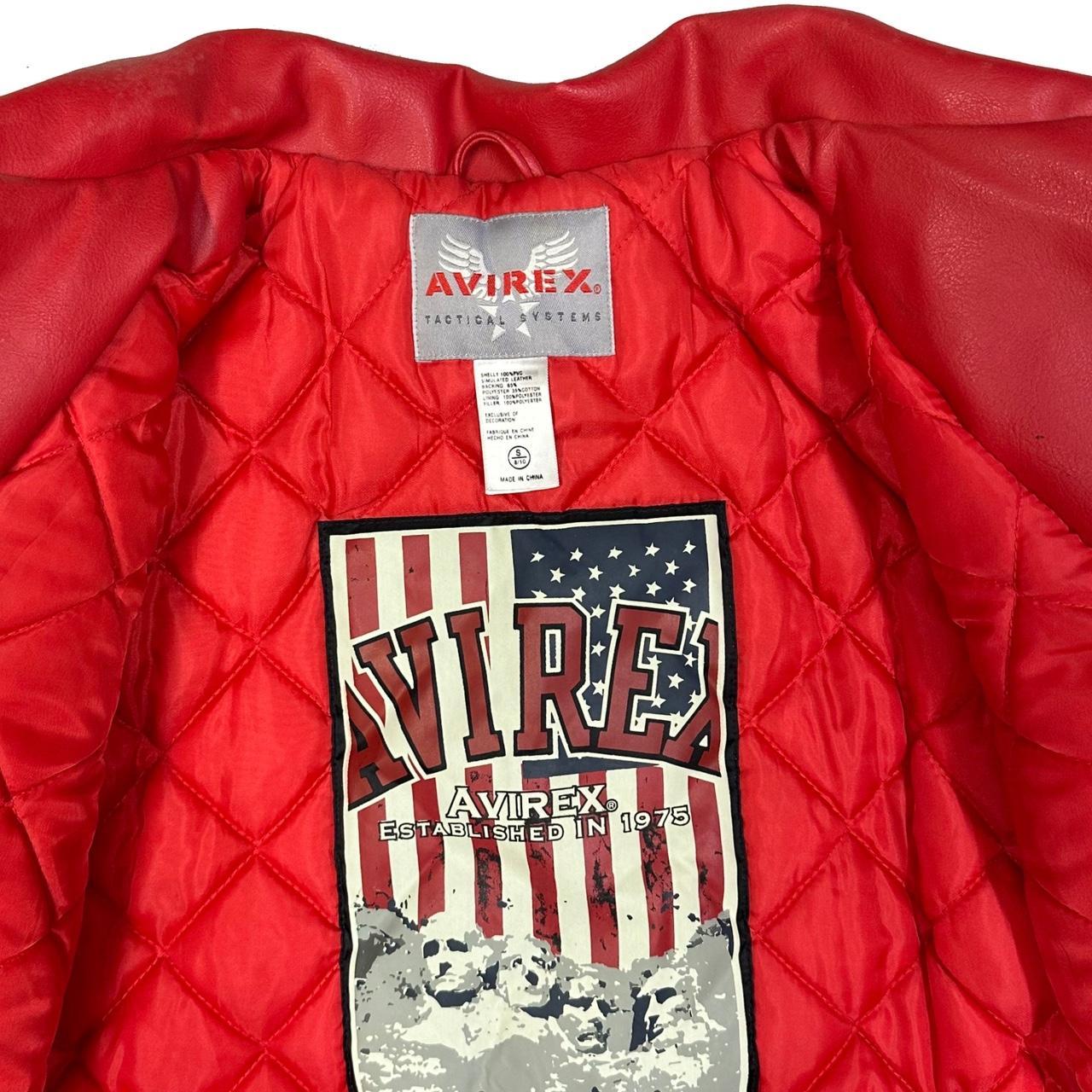 Authentic Avirex Kids Leather Jacket In Red &... - Depop