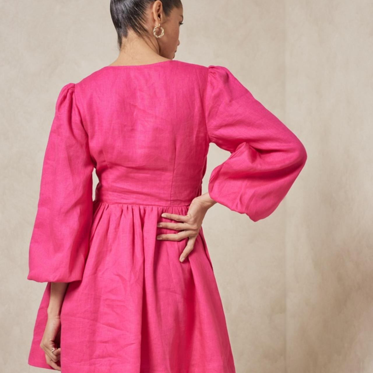 AERE Long Sleeve Linen Mini Dress Size 18 Worn once - Depop